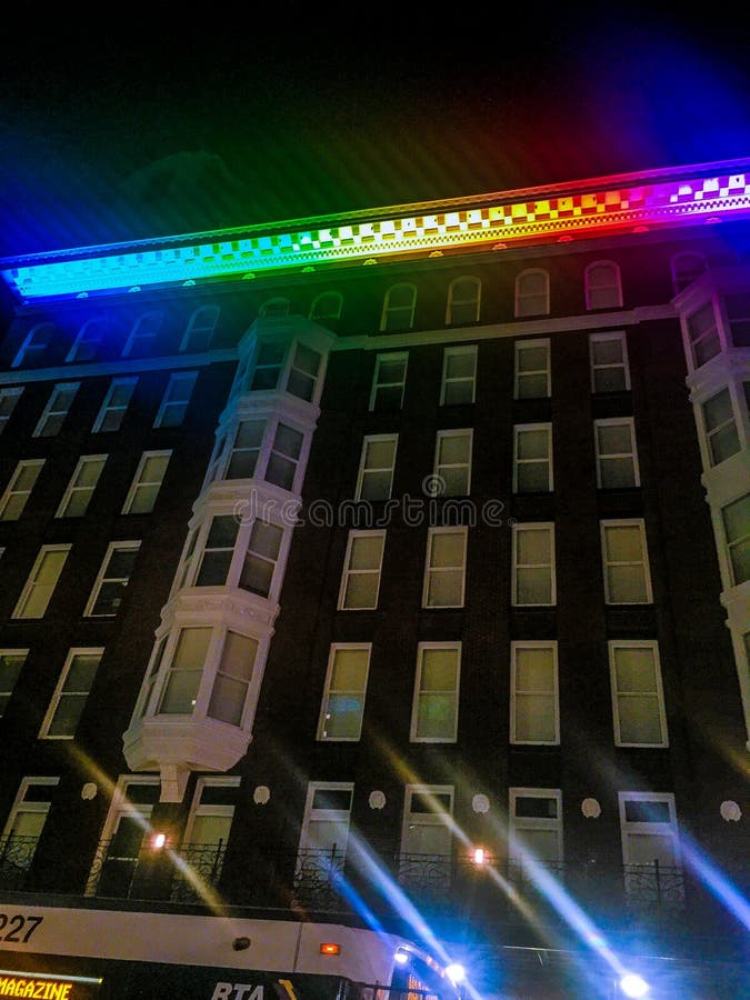 Building lit with neon stock photo. Image of motion, city - 76924874