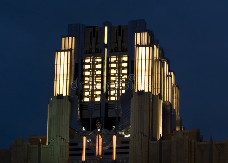 Building Lit Up with Lights Stock Image - Image of nighttime, glow ...