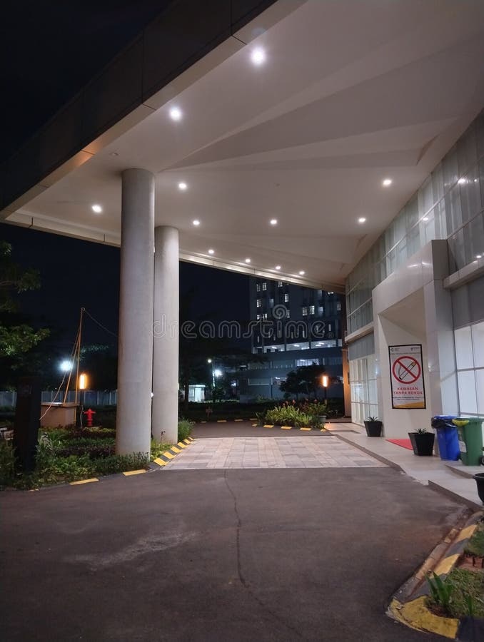 Building Lobby Night Modern Outdoor Stock Photo - Image of modern ...