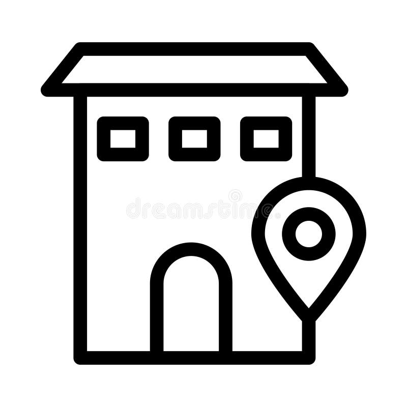 Building Location Vector Thin Line Icon Stock Illustration ...