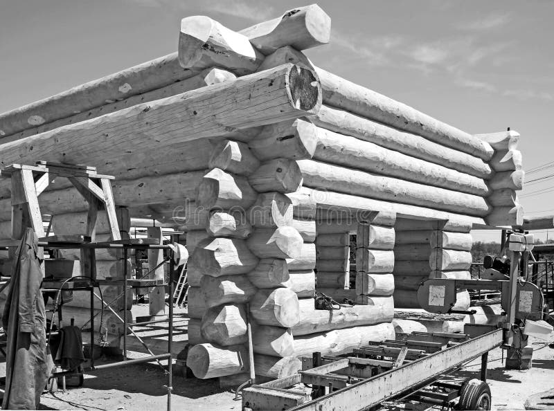 Building a log home stock image. Image of cabin, cottage - 90572389