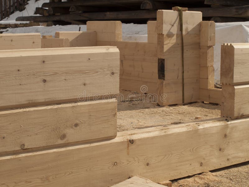 Building Log Houses Rectangular Stock Photo - Image of wood, smell ...