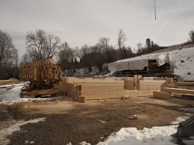 Building Log Houses Rectangular Stock Photo - Image of stacking, fresh ...
