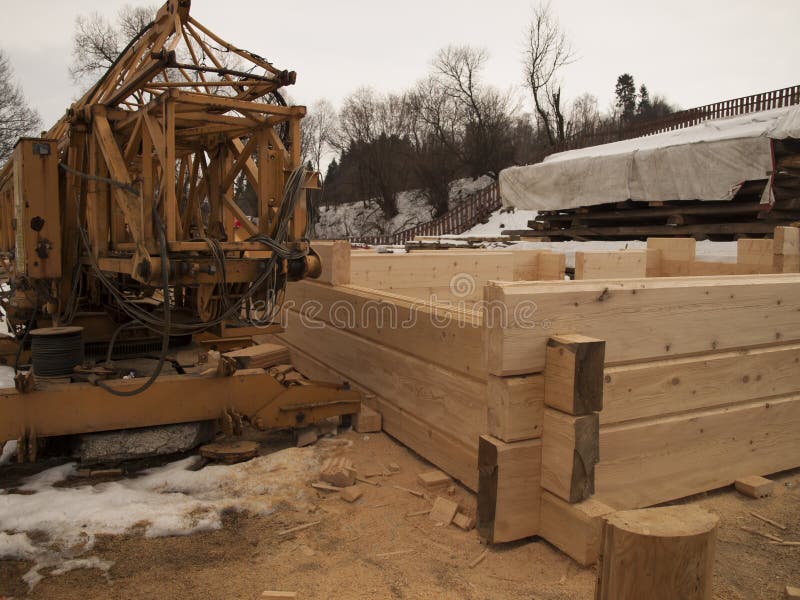 Building Log Houses Rectangular Stock Image - Image of timber, fresh ...