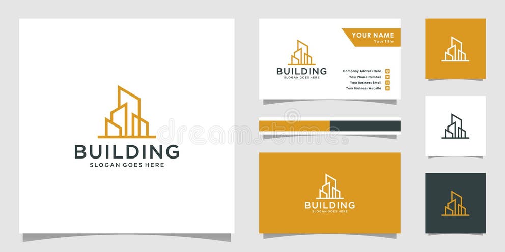 Building Logo Design Vector Mono Line Stock Vector - Illustration of ...