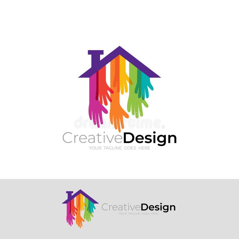 Building Logo and Hand Care Design Combination, Community Icons Stock ...