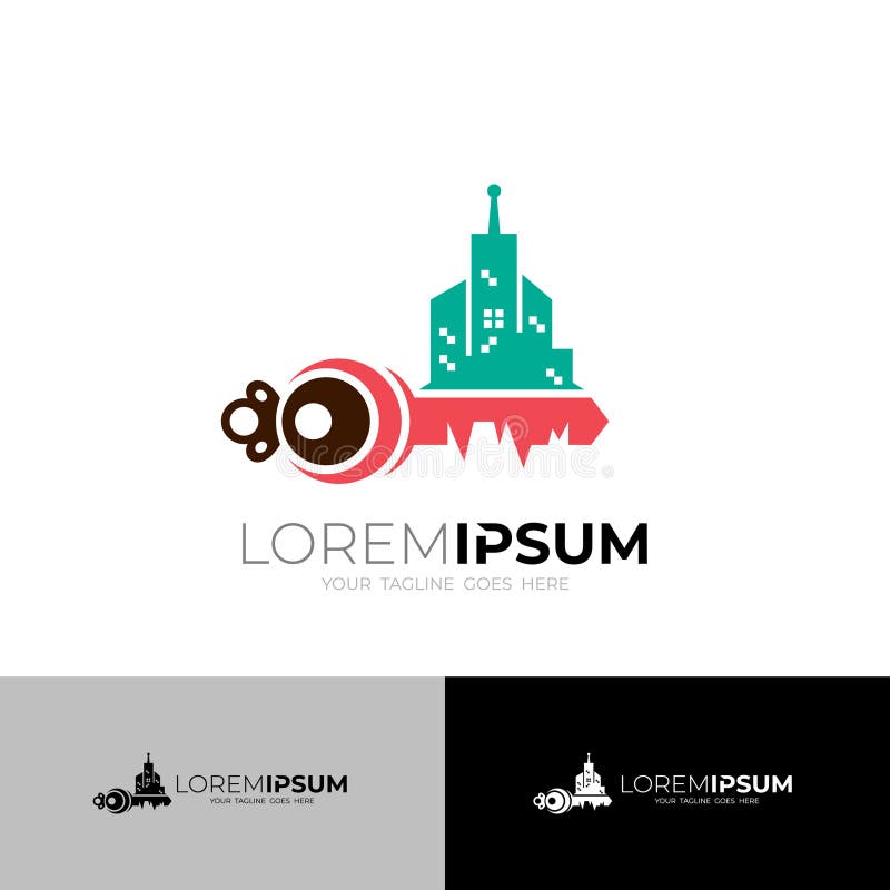 Building Logo and Kay Design Combination, Simple Flat Icons Stock ...