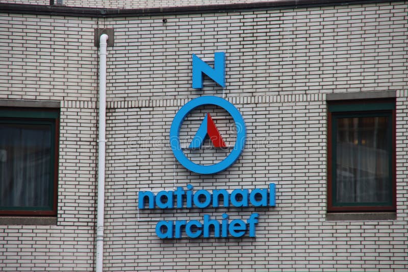 Building with Logo of the National Archives in the Hague Editorial ...