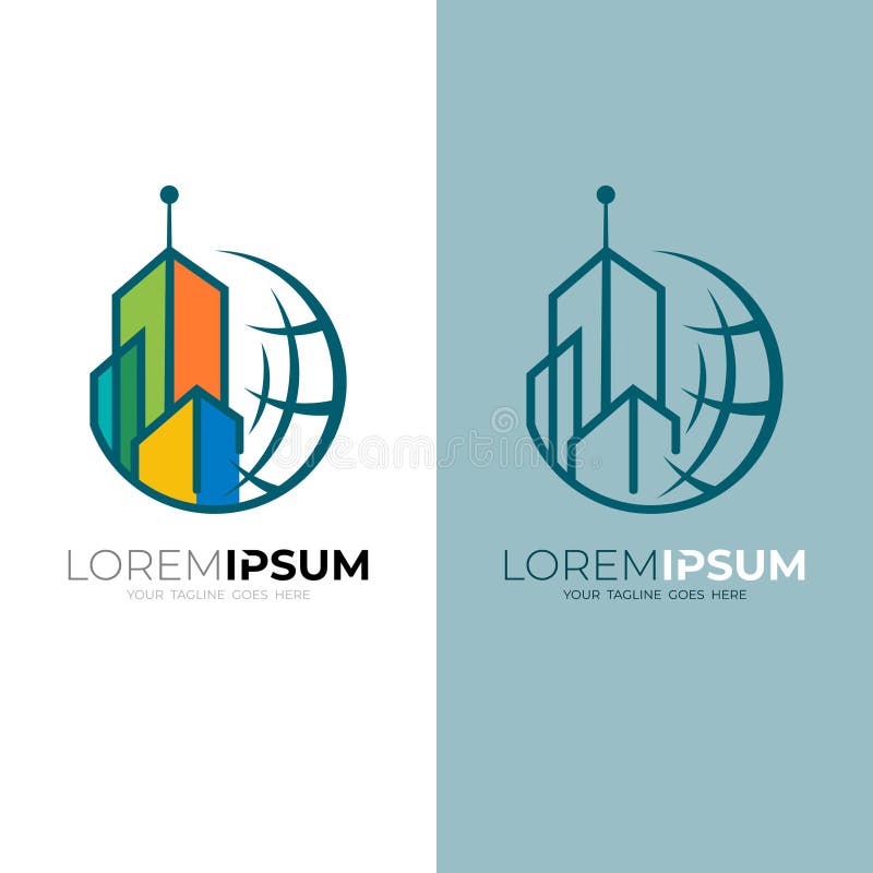 Simple City Skyline App Icons Logo Illustration Stock Vector ...