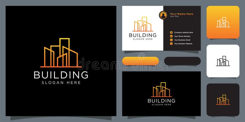 Building Logo Vector Design and Business Card Design Stock Vector ...