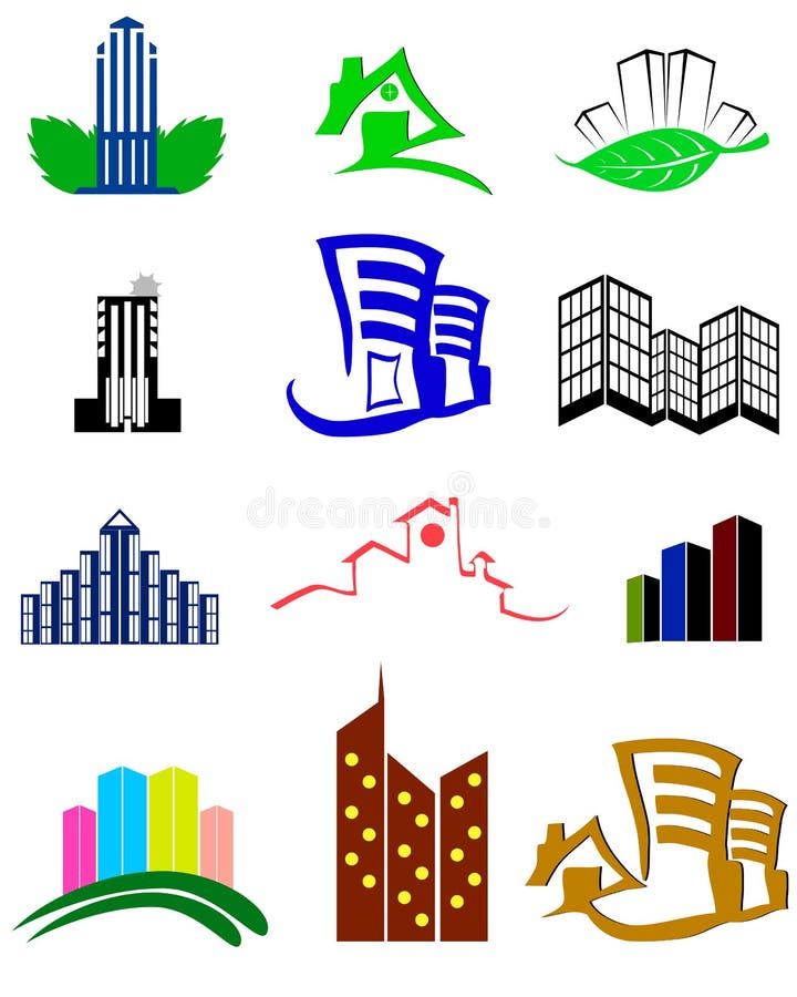 Set Of Building Company Logos Stock Vector - Illustration of symbol ...