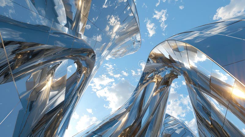 A Building with a Lot of Windows and a Shiny Silver Surface Stock Image ...