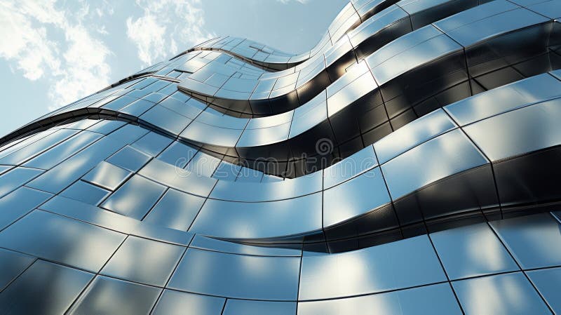 A Building with a Lot of Windows and a Shiny Silver Surface Stock Image ...