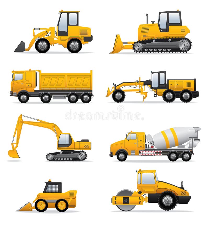 Building machines set stock vector. Illustration of metal - 34215046