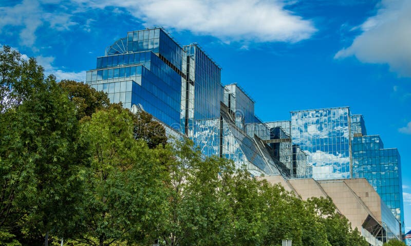 Building Made of Glass with Beautiful Reflection Stock Image - Image of ...
