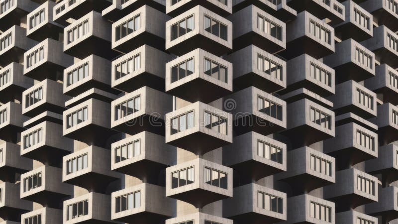 A Building Made of Many Cubes with Windows in between, AI Stock Photo ...