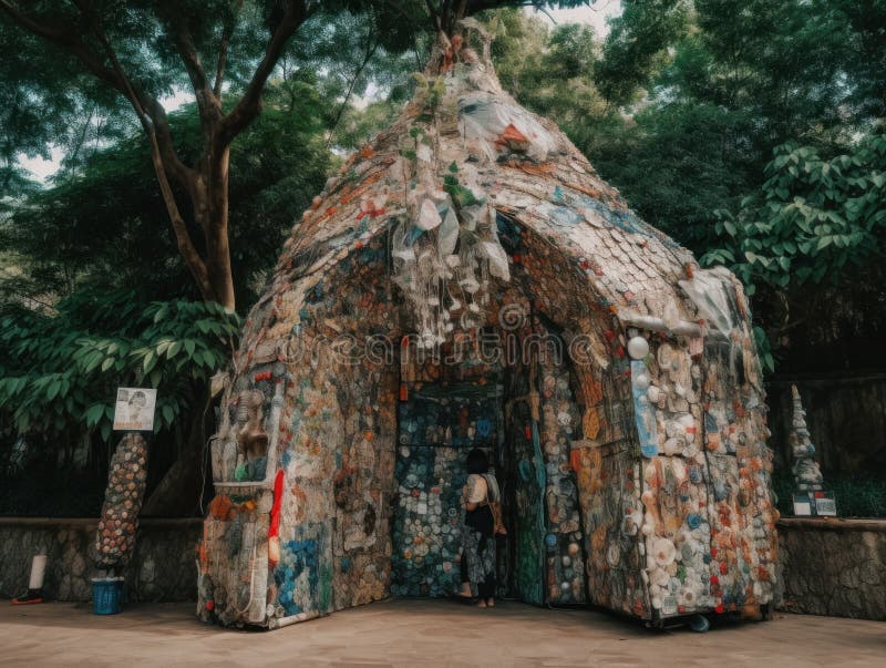 A Symbolic Building Made Out of Upcycled Trash Cans and Plastic Bottles ...