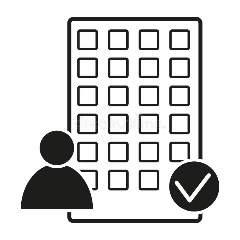 Building with Man and Check Mark Icon. Vector Illustration. EPS 10 ...