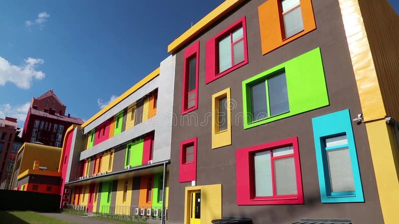 Building with Many-coloured Windows Stock Footage - Video of downtown ...