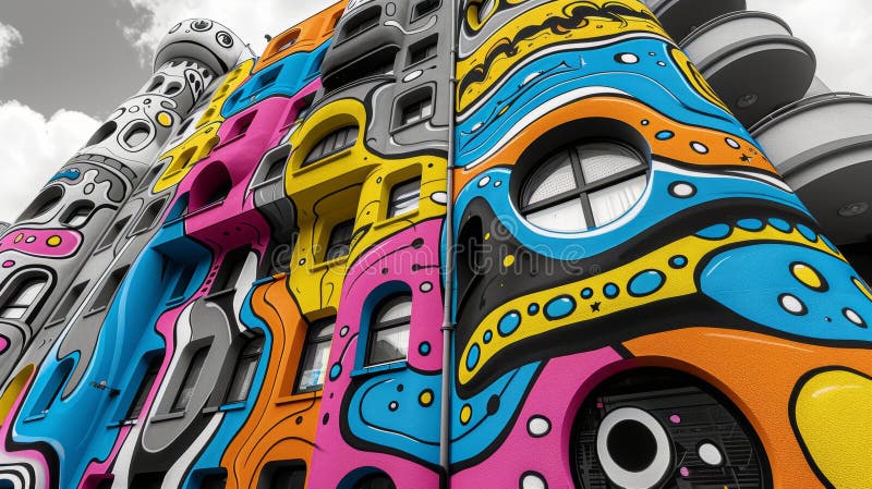 A Building with Many Different Colors Painted on it, AI Stock Photo ...