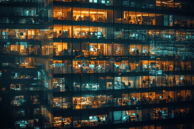 A Building with Many Windows and People Inside Stock Photo - Image of ...
