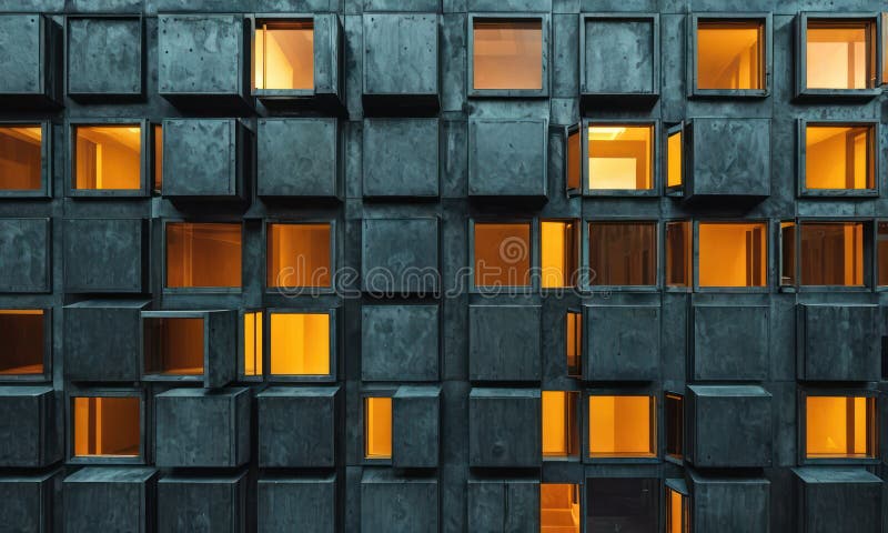 A Building with Many Windows, Some of Which are Lit Up, and Some are ...