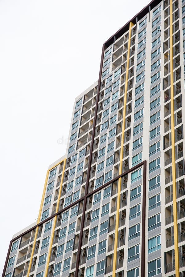 Many Windows on a Plastered Wall of Modern House Stock Image - Image of ...