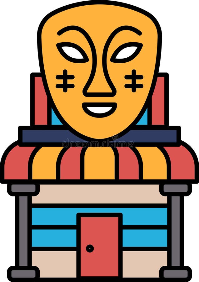 A Building with a Mask on Top of it Stock Vector - Illustration of play ...