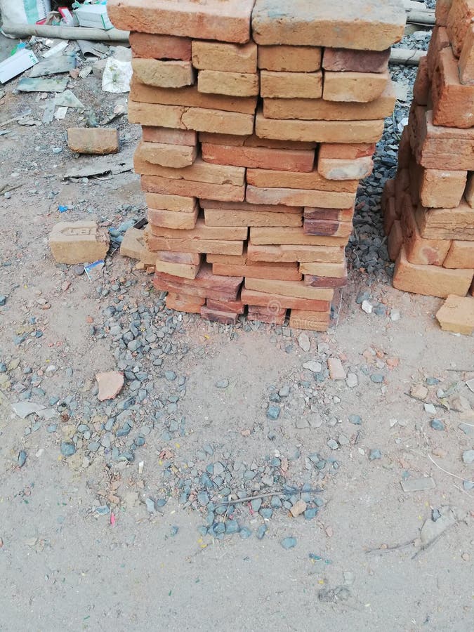 Building Material Bricks Pile India Stock Photo - Image of india, pile ...