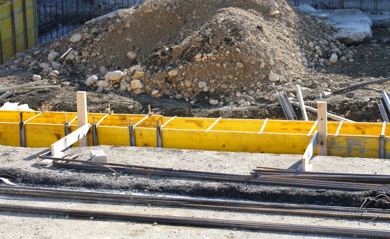 Building Material during the Construction of the Perimeter Walls Stock ...