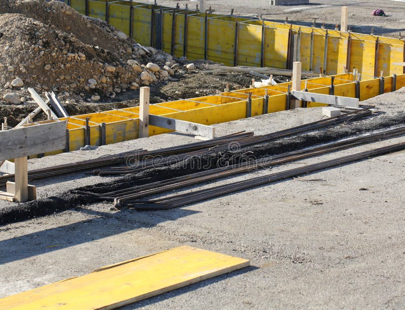 Building Material during the Construction of the Perimeter Walls Stock ...