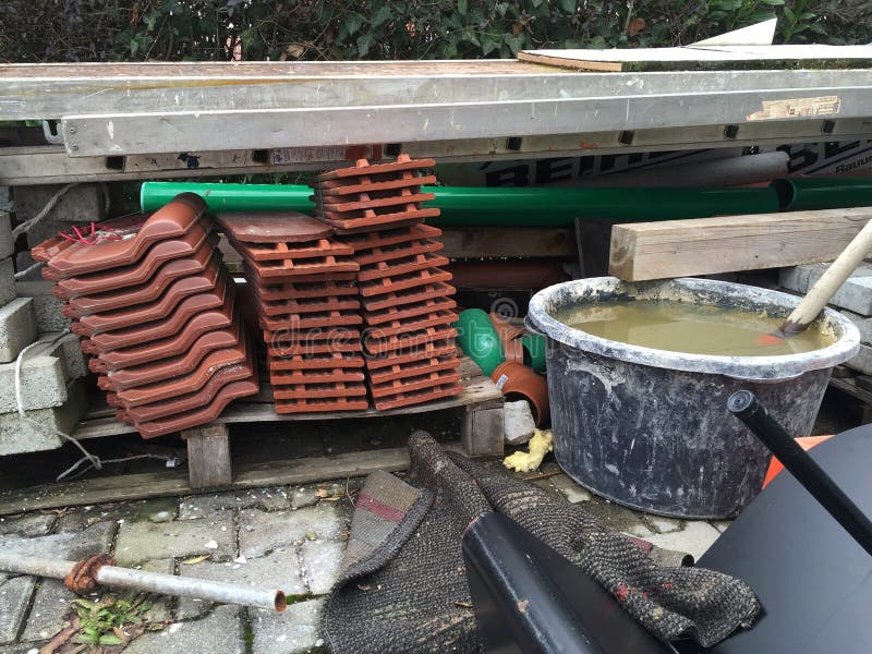 Building Material on Construction Site Stock Image - Image of cement ...