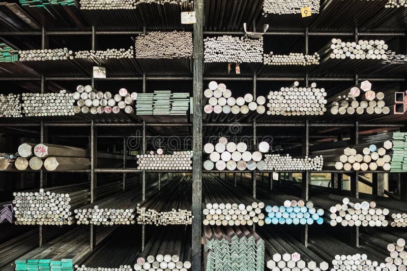 The Building Material and Different Sizes Metal Rodes and Pipes Stock ...