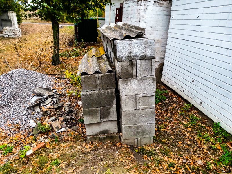 Building Material for a Rack Cinder Block Stock Image - Image of nature ...