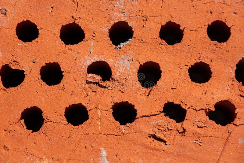 Building Material Red Brick with Holes. Solid Clay Bricks Used for ...