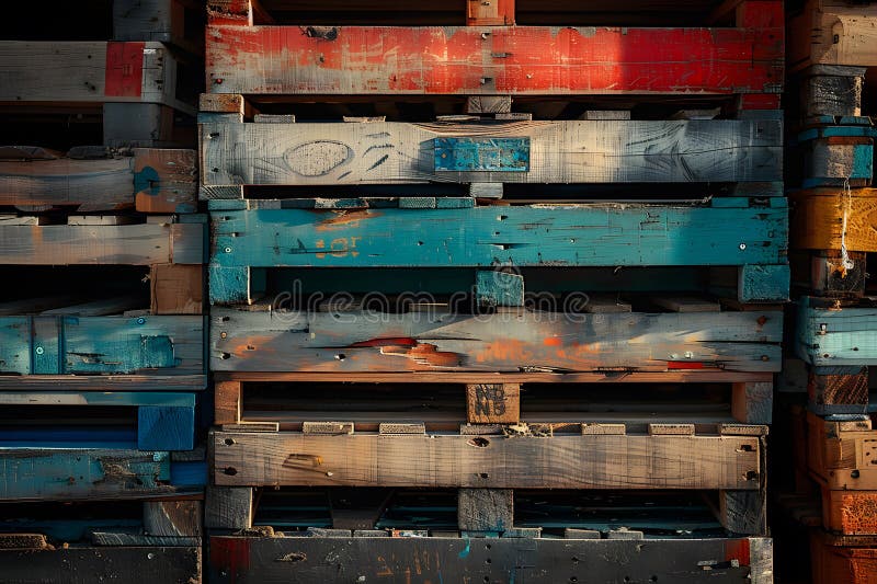 Building Material of Stacked Wooden Pallets, Rectangular Composite ...