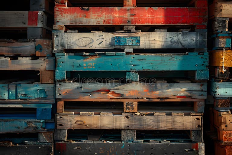 Building Material of Stacked Wooden Pallets, Rectangular Composite ...
