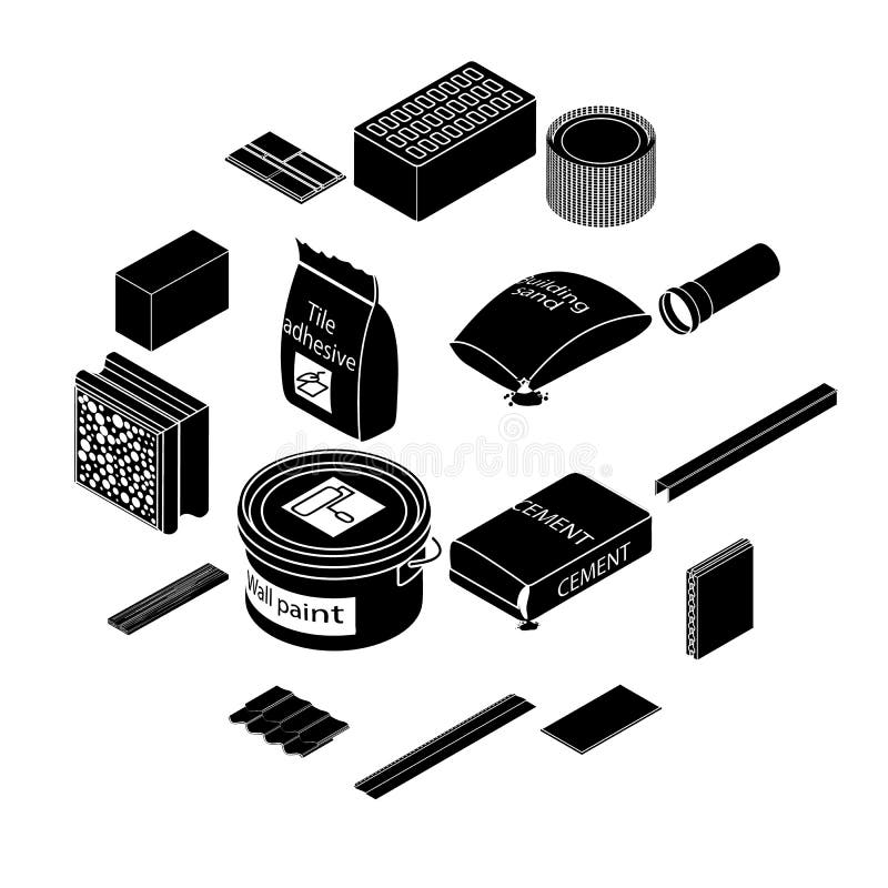 Building Materials Icons Set, Simple Style Stock Vector - Illustration ...