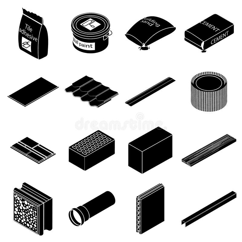 Building Materials Icons Set, Simple Style Stock Vector - Illustration ...