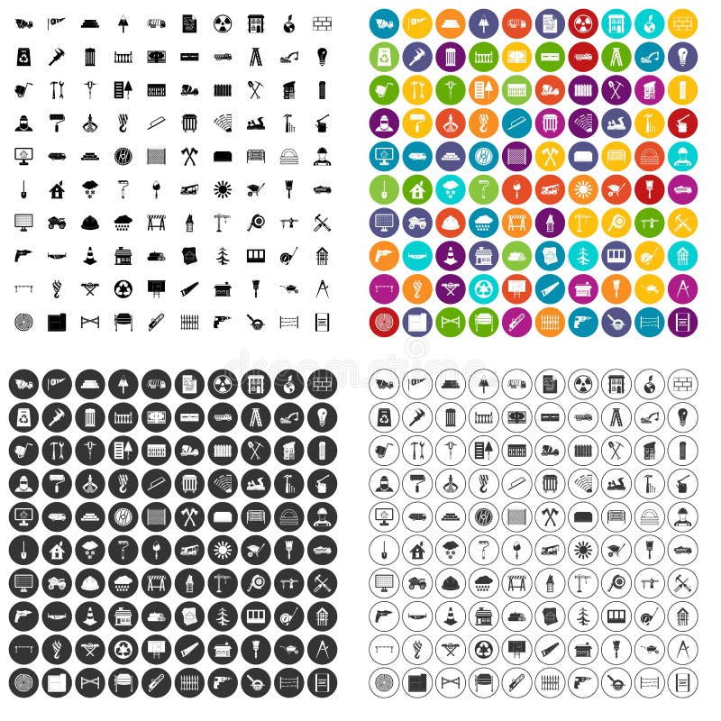 100 Building Materials Icons Set Vector Variant Stock Vector ...