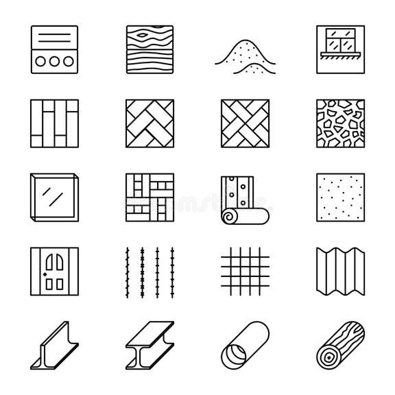 Building Materials Line Vector Icons Stock Vector - Illustration of ...