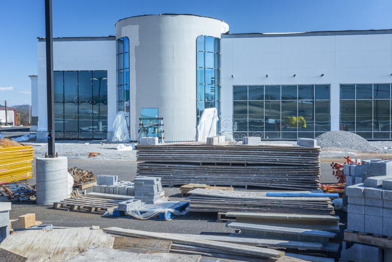 Building Materials and Supplies at Job Site Stock Photo - Image of ...