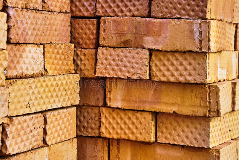 Building Materials Warehouse of Folded Big Bricks Stock Photo - Image ...
