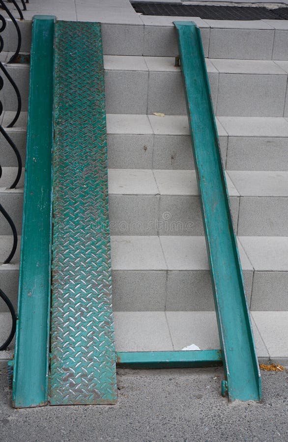Building Metal Ramp for Wheelchair Entry and Steps. Stock Photo - Image ...