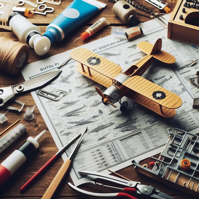 Building a Model Airplane Model Airplane Kit with Instructions T Stock ...