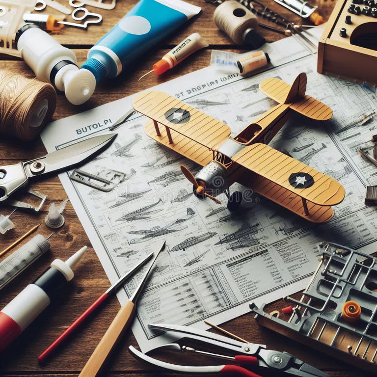 Building a Model Airplane Model Airplane Kit with Instructions T Stock ...