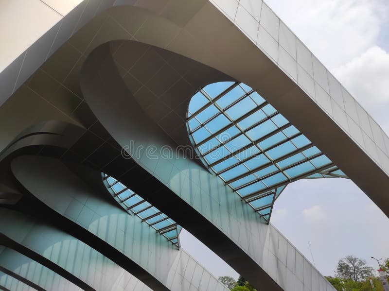 Building with Modern Curve Architecture Pattern on Roof Stock Image ...