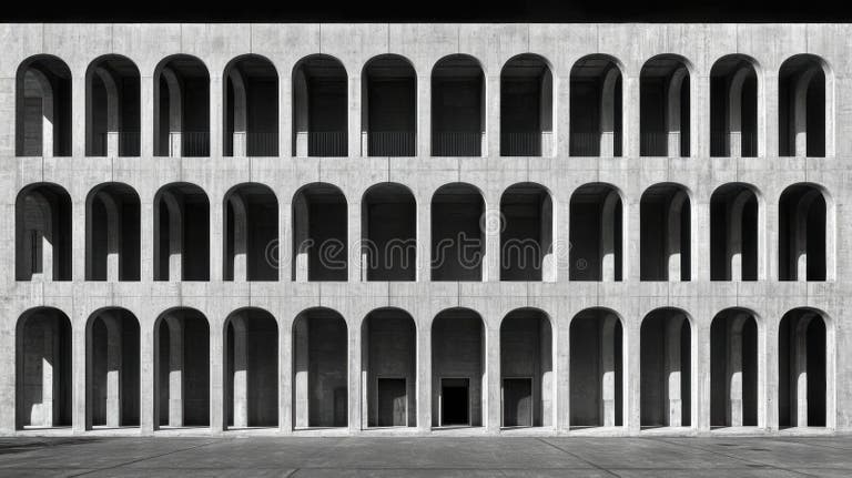The Building is a Modernist Structure with a Series of Arches and ...