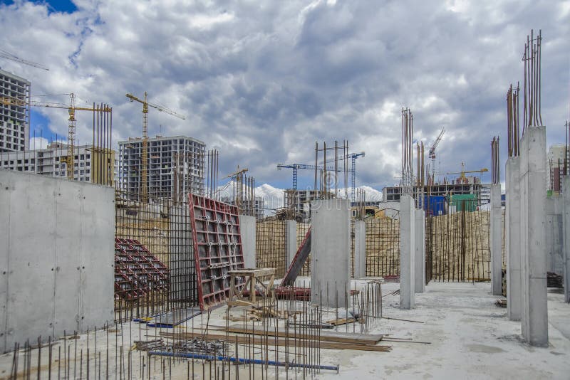 Building monolithic walls stock image. Image of column - 252868375