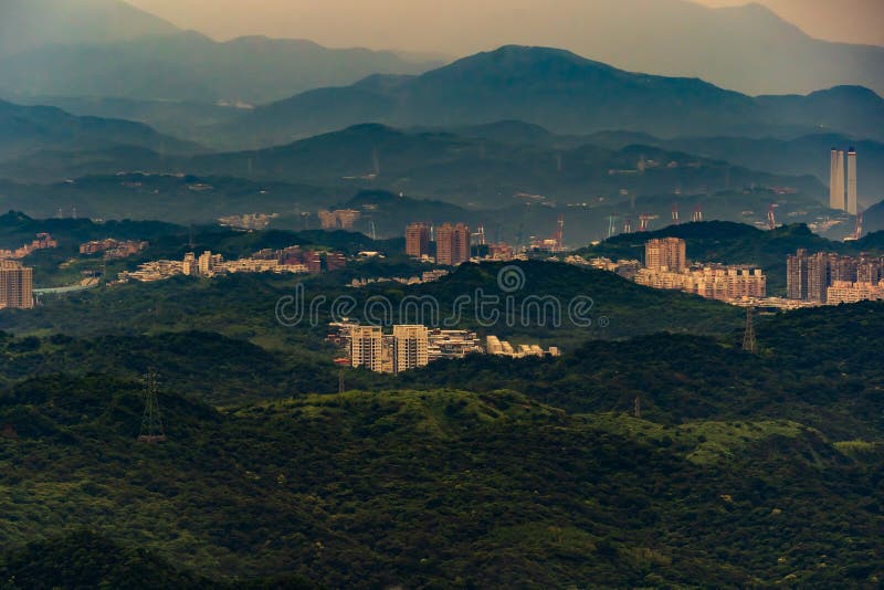 Building with Mountain, View from Jiufen, Taiwan Stock Image - Image of ...